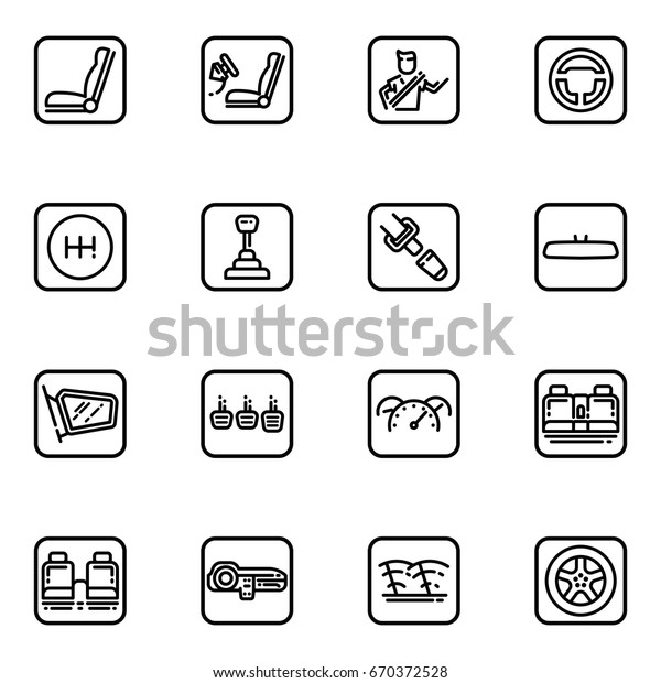 Set Car Interior Details Outline Vector Stock Vector (Royalty Free ...