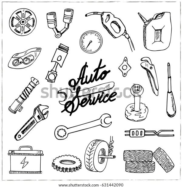 Set Car Service Maintenance Doodles Vector Stock Vector (Royalty Free ...