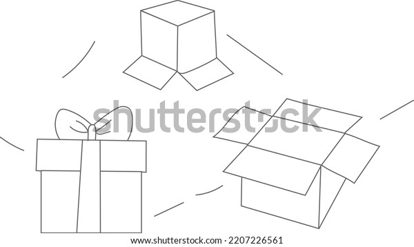 Set Cardboard Boxes Line Art Vector Stock Vector (Royalty Free ...