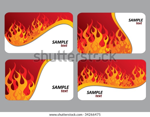 Set Cards Fire Flames Stock Vector (Royalty Free) 34266475