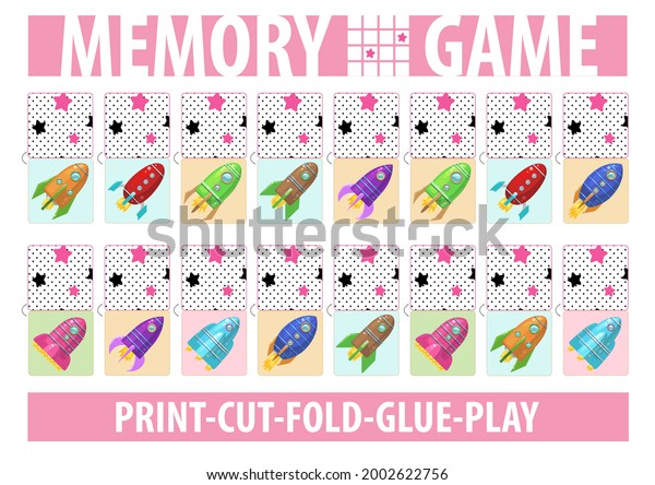 Set Cards Memory Game Cartoon Rockets Stock Vector (Royalty Free ...
