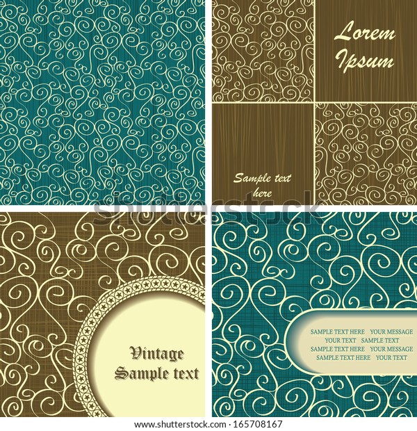 Set Cards Seamless Abstract Handdrawn Wallpaper Stock Vector (Royalty ...