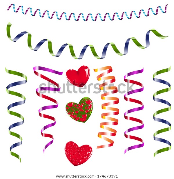 Set Carnival Streamers Various Shapes Colors Stock Vector (Royalty Free ...