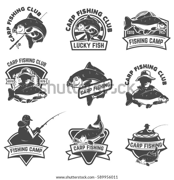 Set Carp Fishing Labels Isolated On: стоковая векторная графика (без ...
