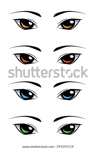 Set Carton Style Eyes Different Colors Stock Vector (Royalty Free ...