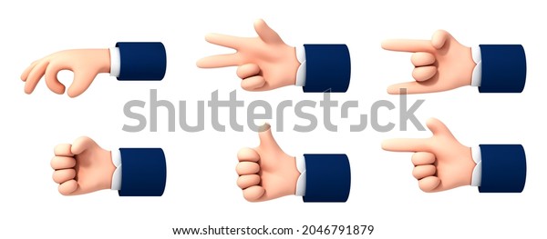 Set Cartoon 3d Hands Vector Cartoon Stock Vector (Royalty Free ...
