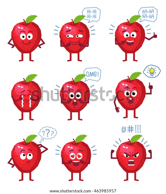 Set Cartoon Apple Characters Showing Different 스톡 벡터(로열티 프리) 463985957 ...
