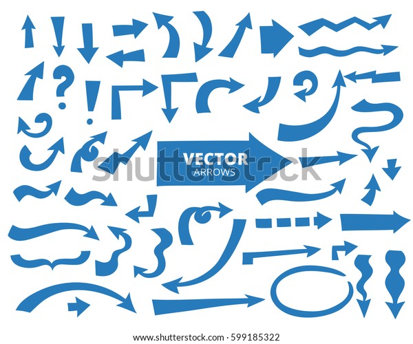 Set Cartoon Arrows Blue Color Hand Stock Vector (Royalty Free ...