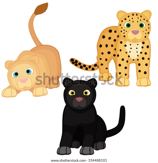 Set Cartoon Big Cat Cubs Cute Stock Vector (Royalty Free) 334488101 ...