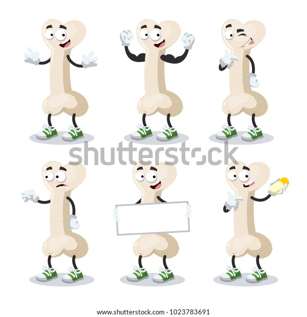 Set Cartoon Bones Mascot On White Stock Vector (Royalty Free ...