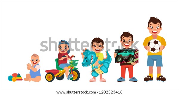 Set Cartoon Boys Age Chart 5 Stock Vector (Royalty Free) 1202523418