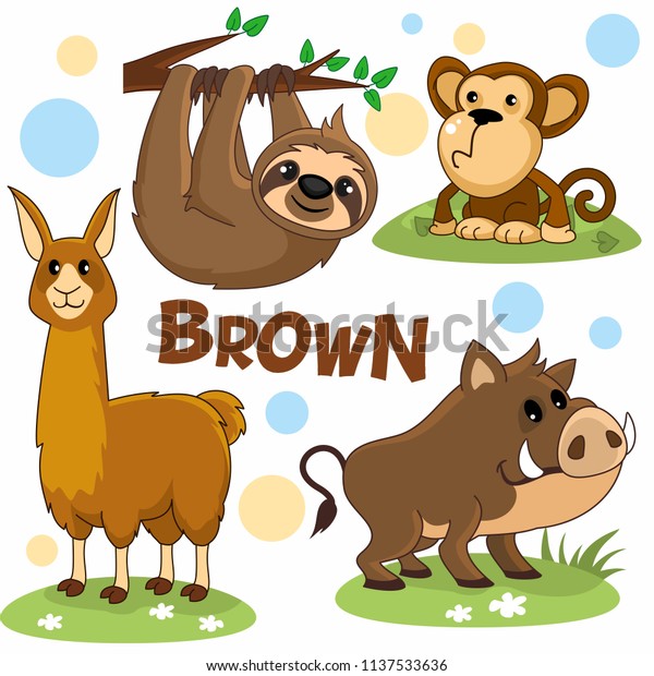 Set Cartoon Brown Illustrations Wild Animals Stock Vector (Royalty Free ...