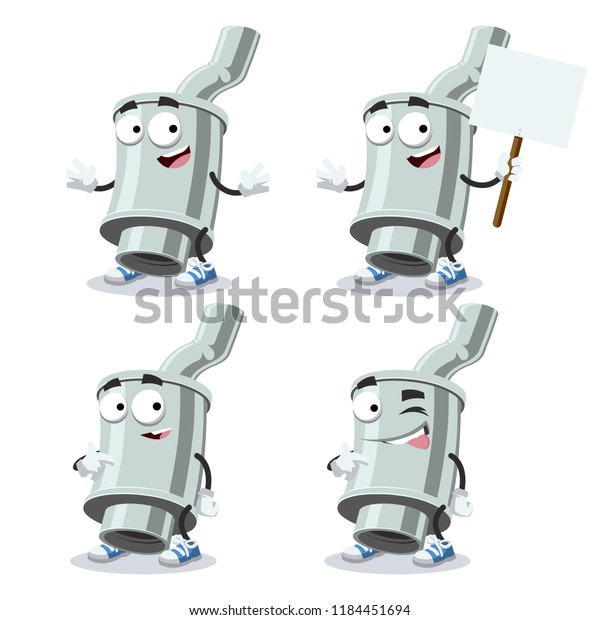 Set Cartoon Car Exhaust Pipe Silencer Stock Vector (Royalty Free ...