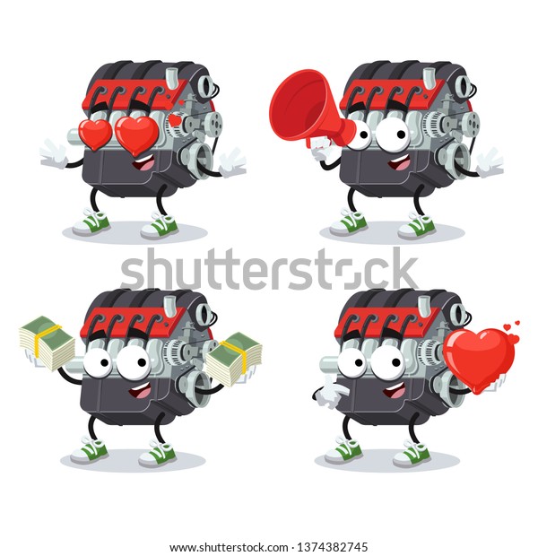 Set Cartoon Car Internal Combustion Engine Stock Vector (Royalty Free ...