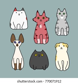 Set Cartoon Cat Sitting Stock Vector (Royalty Free) 770071912 ...