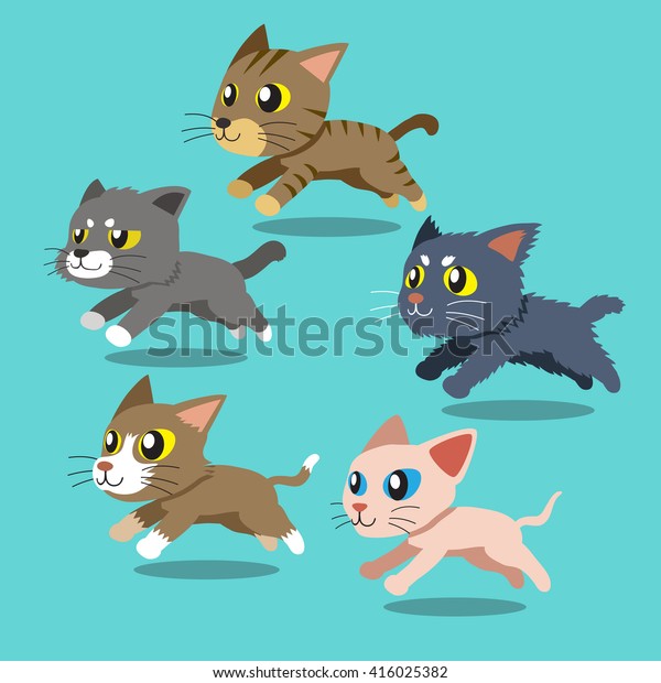Set Cartoon Cats Running Stock Vector (Royalty Free) 416025382 ...