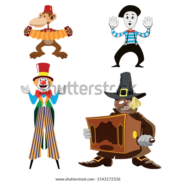 Set Cartoon Characters Circus Performers Illustration Stock Vector ...