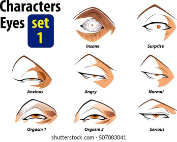 Set Cartoon Characters Eyes Version One Stock Vector (Royalty Free ...