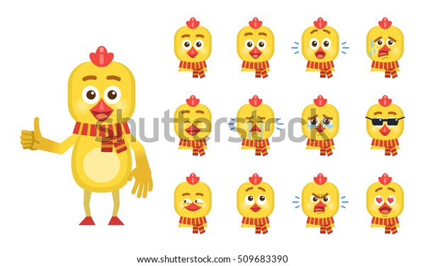 Set Cartoon Chicken Character Emoticons Chicken Stock Vector (Royalty ...