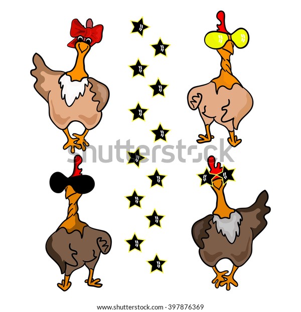 Set Cartoon Chicken Dancing Chicken Symbol Stock Vector (Royalty Free ...