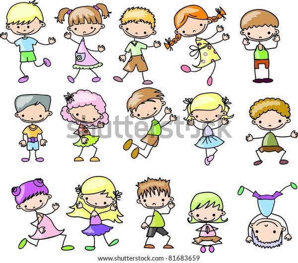 Set Cartoon Childrenset Cartoon Children Stock Vector (Royalty Free ...