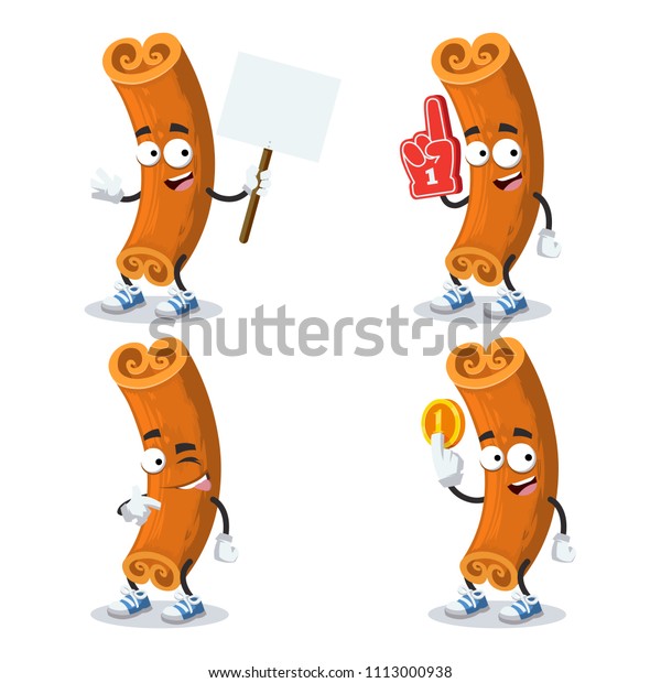 Set Cartoon Cinnamon Mascots On White Stock Vector (Royalty Free ...