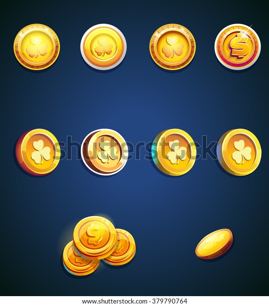 Set Cartoon Coins Web Game Application Stock Vector (Royalty Free ...