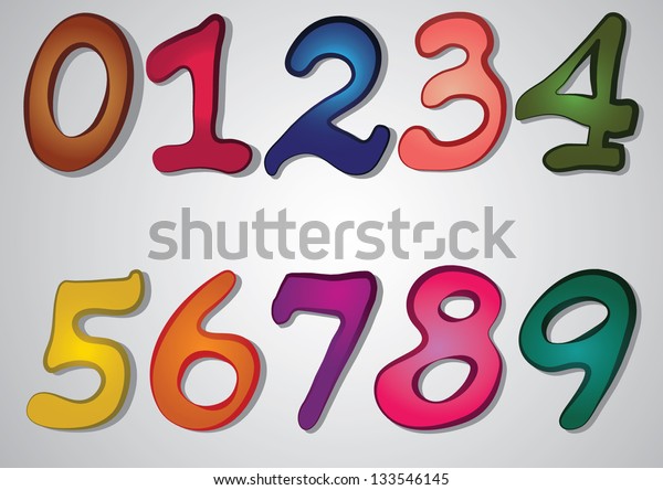 Set Cartoon Color Numbers 스톡 벡터(로열티 프리) 133546145