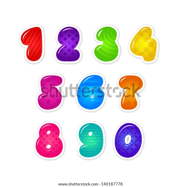 Set Cartoon Colorful Numbers 스톡 벡터(로열티 프리) 140187778 | Shutterstock