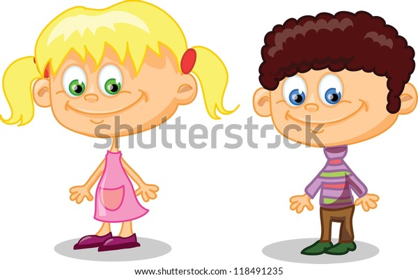 Set Cartoon Cute Children Stock Vector (Royalty Free) 118491235 ...
