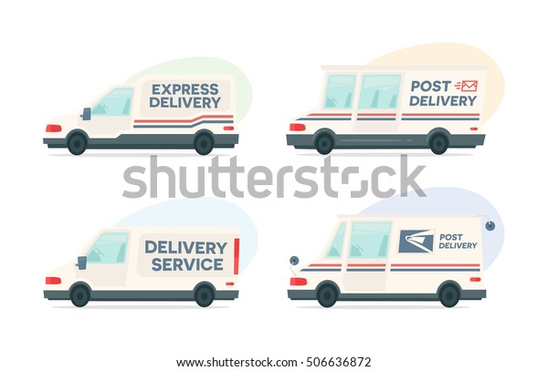Set Cartoon Delivery Post Car Vector Stock Vector (Royalty Free ...