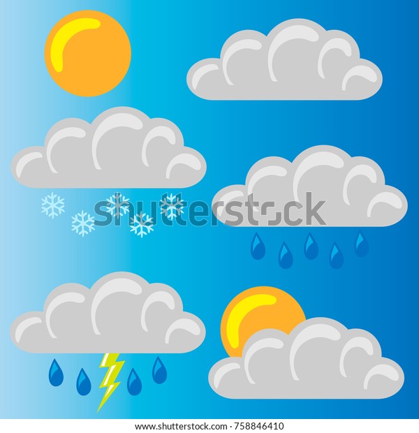 Set Cartoon Different Weather Illustrations On Stock Vector (Royalty ...