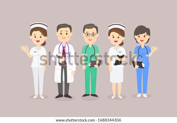 Set Cartoon Doctor Team Vector Stock Vector (Royalty Free) 1688344306 ...