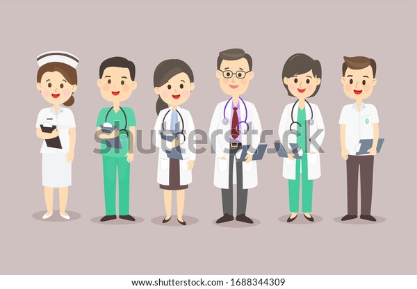 Set Cartoon Doctor Team Vector Stock Vector (Royalty Free) 1688344309 ...