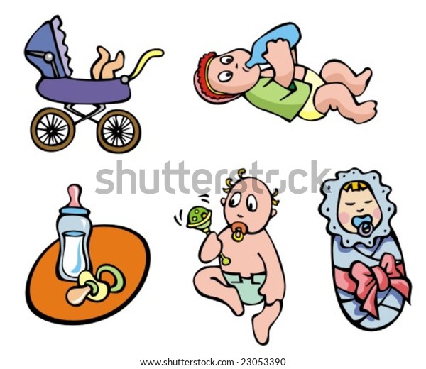 Set Cartoon Drawing Children Babies Different Stock Vector (Royalty ...