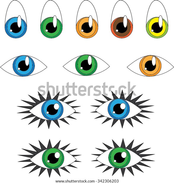 Set Cartoon Eyes Different Colors Stock Vector (Royalty Free) 342306203 ...