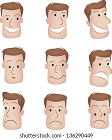 Set Cartoon Face Emotions Stock Vector (Royalty Free) 136290449 ...