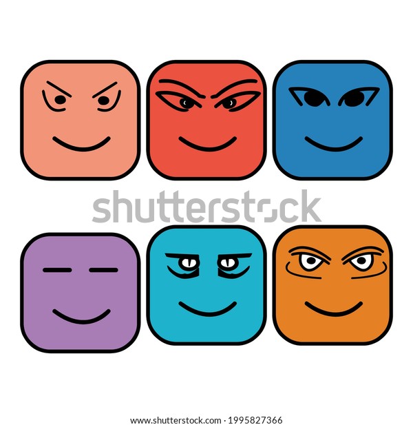 Set Cartoon Faces Character Emoticon Design Stock Vector (Royalty Free ...