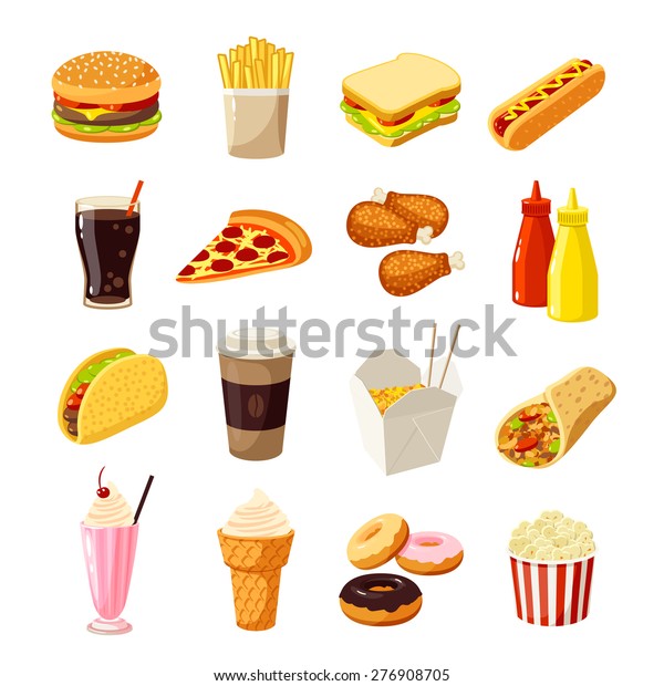 Juego de dibujos animados de comida: vector de stock (libre de regalías ...
