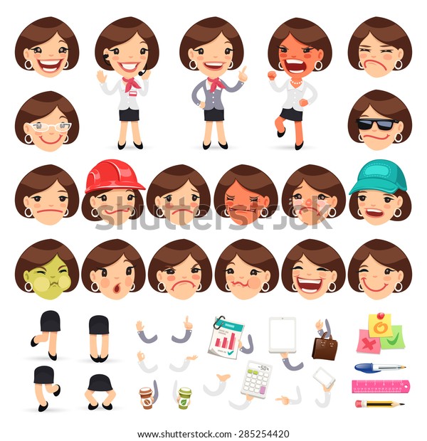 Set Cartoon Female Manager Character Your Stock Vector (Royalty Free ...