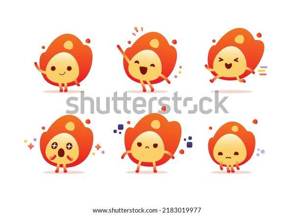 Set Cartoon Fire Character Mascot Collection: เวกเตอร์สต็อก (ปลอดค่า ...