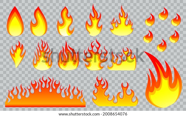 Set Cartoon Fire Flat Design Isolated Stock Vector (Royalty Free ...