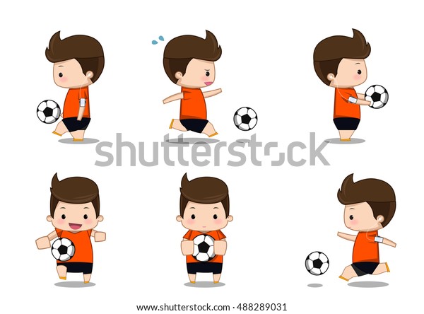 Set Cartoon Football Vector Stock Vector (Royalty Free) 488289031 ...