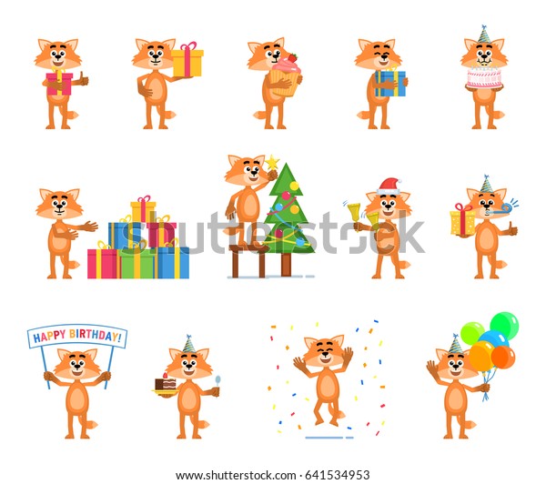 Set Cartoon Fox Characters Showing Diverse 스톡 벡터(로열티 프리) 641534953 ...