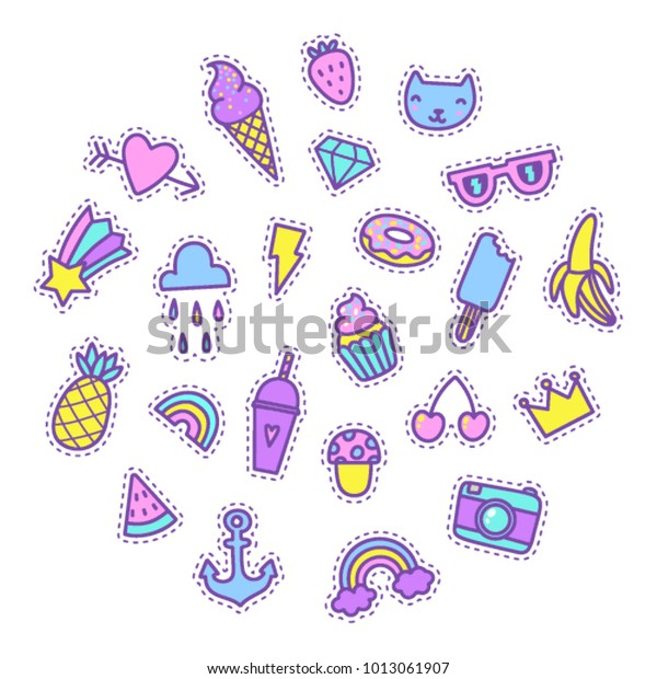 Set Cartoon Funny Patches Vector Isolated Stock Vector (Royalty Free ...