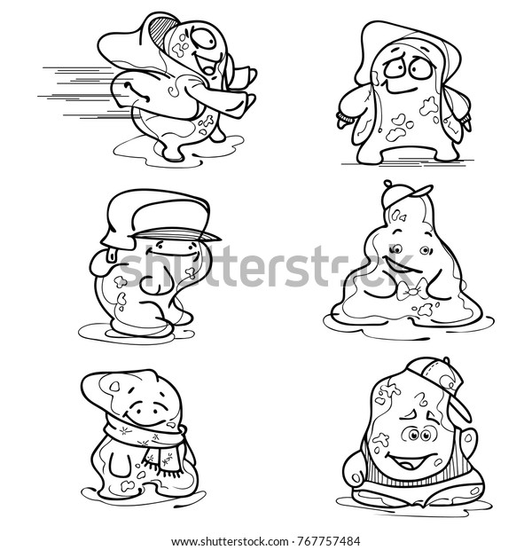 Set Cartoon Funny Smiley Monsters Collection Stock Vector (Royalty Free ...