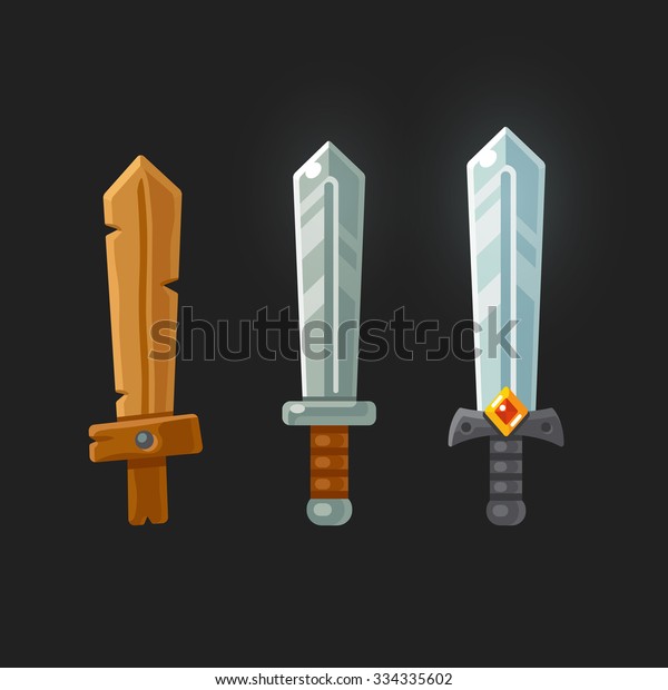 Set Cartoon Game Swords Different Levels Stock Vector (Royalty Free ...