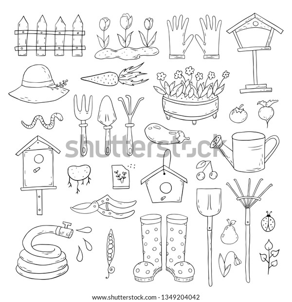 Set Cartoon Gardening Items White Background Stock Vector (Royalty Free ...