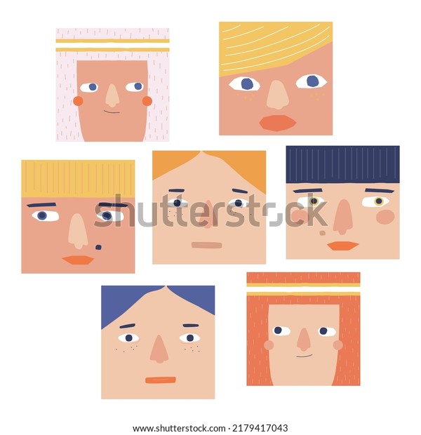 Set Cartoon Geometric Faces Cartoon Funny Stock Vector (Royalty Free ...
