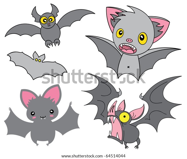 Set Cartoon Halloween Grey Bats Vector Stock Vector (Royalty Free) 64514044